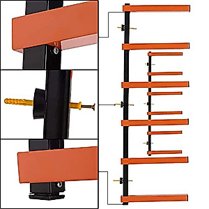 KUAFU Lumber Storage Rack Board Basement Storage Wall Mounted Rack Max 600 lb Steel with 6-Level Wall Mount, Indoor & Outdoor 1 Pack