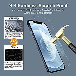 QHOHQ 3 Pack Screen Protector for iPhone 12 Pro Max 6.7" with 2 Pack Tempered Glass Camera Lens Protector, Ultra HD, 9H Hardness, Scratch Resistant, Easy Install - Case Friendly