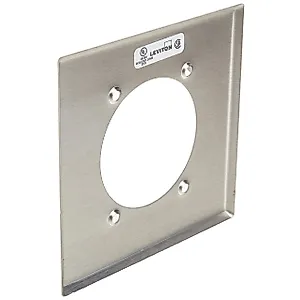 Leviton S701-40 2-Gang Power Receptacle Wallplate, Flush Mount, Standard Size, Device Mount, 302 Stainless Steel