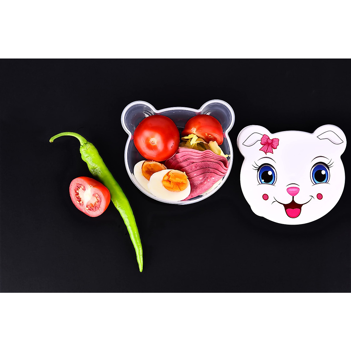 HOBBYLIFE 4 PCS ZOO STORAGE BOX - for Snacks, Food/Puree, Condiments, Picnics Food Prep, Lunch, Plastic Food Storage Containers (White Dog