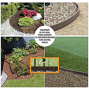 One Stop Outdoor (10-Pack) Heavy Duty, Brown Landscape Lawn & Garden Border Edging Stakes - Easy Install Terrace & Bender Board (10)