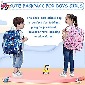 VASCHY Toddler Kids backpacks, Cute Lightweight Water Resistant Preschool Kindergarten Daypack SchoolBag Boolbag for Boys Construction Cars