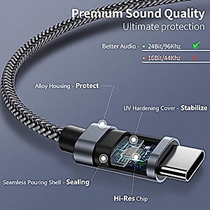 Selna Aux Cable for Galaxy A73 5G/A53 5G/A33 5G/A13 5G/A03s - USB-C to 3.5mm Audio Cord Car Stereo Aux-in Adapter Y4P Compatible with Samsung