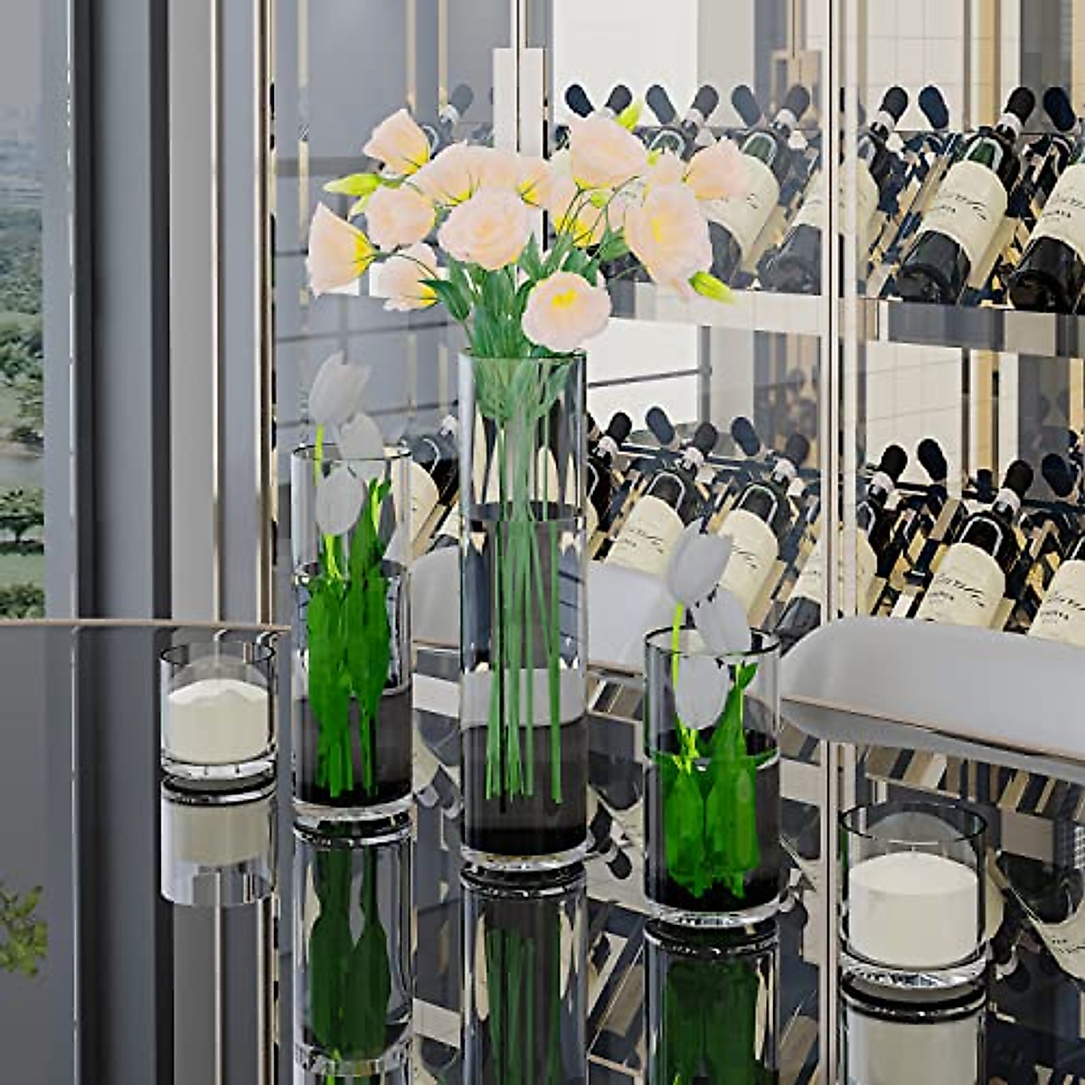 CnArtisan Glass Cylinder Vase, 16 Inch Tall X 4 Inch Wide, 6 Pieces, Perfect for Wedding Centerpieces and Home Decor, Suitable for Flowers, Floating Candles, Pillar Candles and Succulents