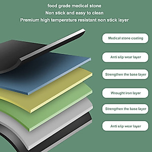 MOUMOUTEN Portable BBQ Grill Pan, 8 in 1 Korean BBQ Grill Indoor Cast Iron Griddle Pan Dual Handles Skillets, Korean Round Stove Top Grill Pan, Fire Pit Accessories(Non Electric)(38CM)