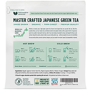 Jade Leaf Matcha Organic Matcha + Green Tea Bags - Traditional - Ceremonial Matcha + Whole Leaf Sencha - Authentically Japanese (35 Pyramid Sachets)