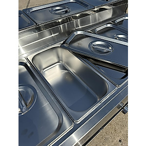 Acero Pro 5 Container Outdoor Steam Table Food Warmer Cart (Propane) - 3 Condiment Containers - Total 8 Standard 1/3 Pans (12" x 6" x 4") - Stainless Steel - Portable for Home, Commercial, & Catering