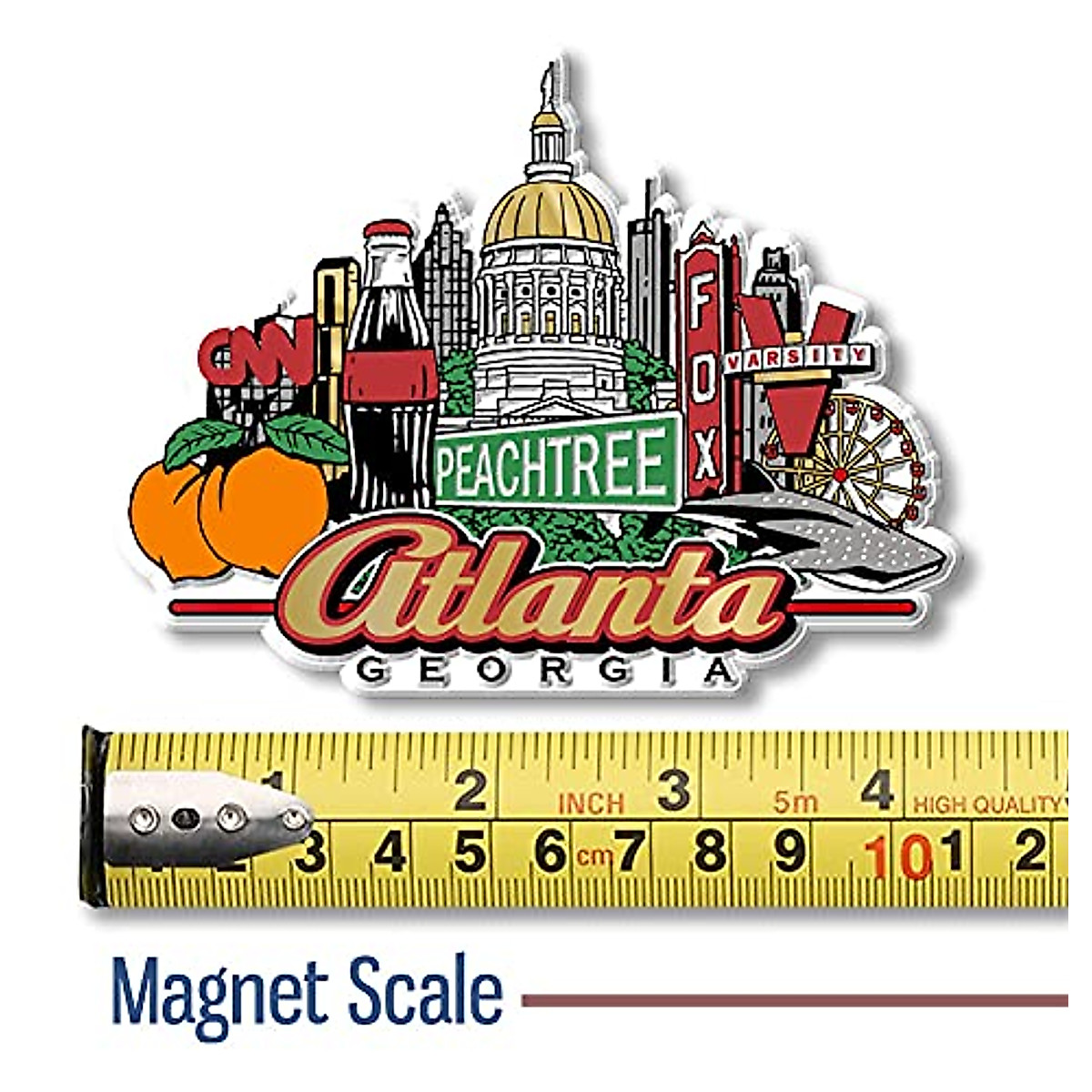 Atlanta City Magnet by Classic Magnets, Collectible Souvenirs Made in The USA, 4.2" x 3.2"