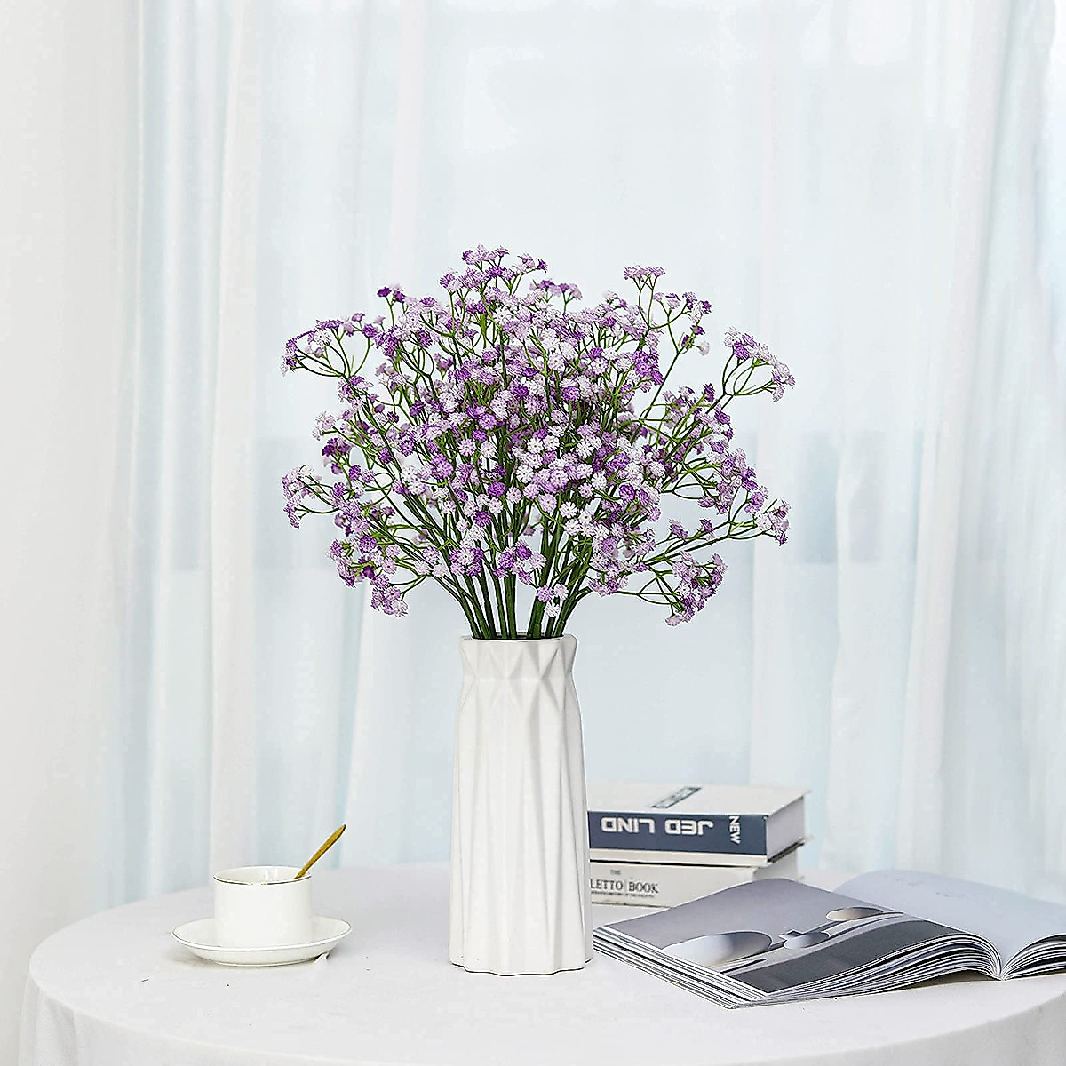 Hawesome 10 Pcs Babys Breath Artificial Flowers Gypsophila Real Touch Flowers Fake Bouquet Home Wedding Garden DIY Decor(Purple)