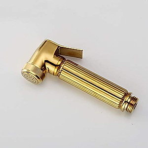 MINJING Bidet Faucet Gold, Hand Held Toilet Bidet Sprayer, Brass Single Handle Wall Mount Hot Cold Water Bidet Faucet, Cloth Diaper Sprayer