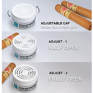 Crystal Gel Humidifier for Cigar Humidors (3 oz jar) -2 pack, Pre-filled PG Humidor Solution,Cigar Humidifier with Adjustable Cap,Keep 70% RH, Reusable Humidor Humidifier fit all Humidor Cigar Box