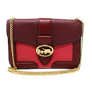 Coach Womens Georgie Crossbody Bag (Colorblock - Pebbled Leather - Oxblood - Wine)