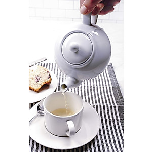 RSVP International Stoneware Teapot Collection, Microwave and Dishwasher Safe, 16 oz, White