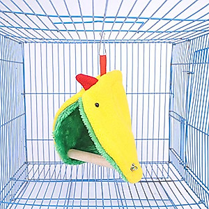 Small Birds Tent Winter Warm Plus Hut,Parrot Habitat with Standing Stick Bird Nest Hanging Hammock for Cage,Hideaway Cave Snuggle Sleeping Bed for Budgie Lovebirds Canaries Finches Small Conures