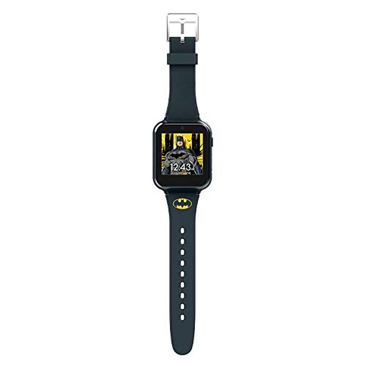 Accutime Kids DC Comics Batman Black Educational Learning Touchscreen Smart Watch Toy for Boys, Girls, Toddlers - Selfie Cam, Learning Games, Alarm, Calculator, Pedometer & More (Model: BAT4740)