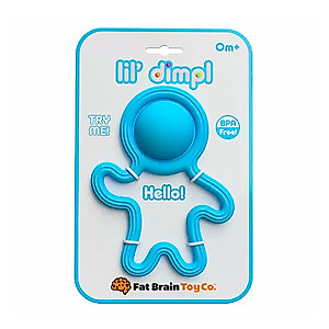 Fat Brain Toys Lil Dimpl Blue - Popping Sensory Toy & Teether, Ages 0+