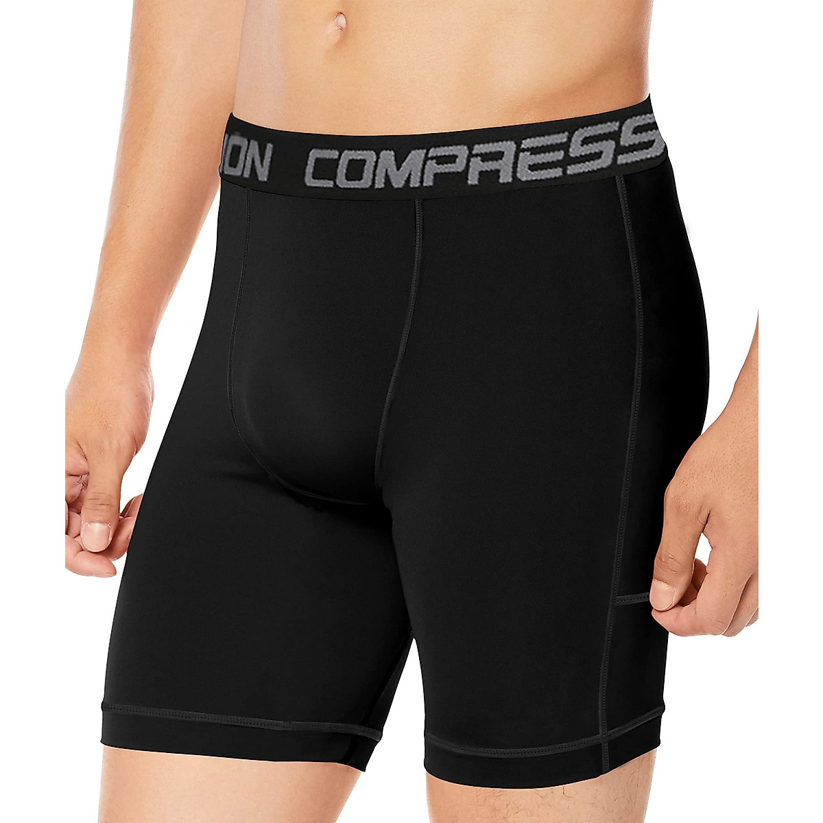 Holure Men's 5 Pack Performance Compression Shorts Athletic Running Underwear Black/Camo Grey/White/Navy/Red 17-L