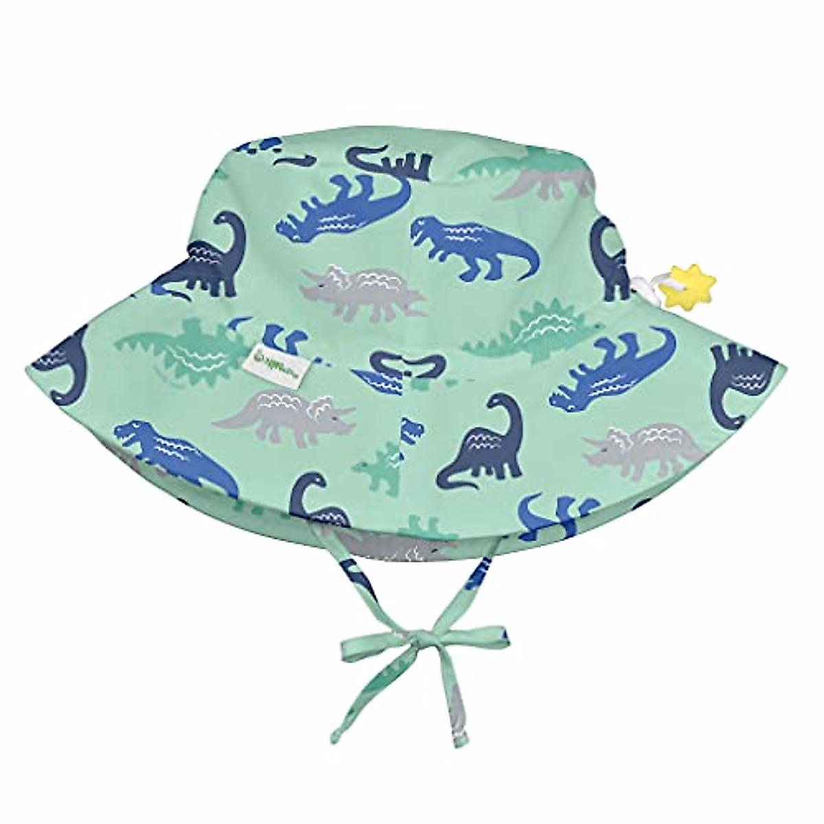 green sprouts i Play Baby Bucket Sun Protection Hat, Seafoam Simple Dino, 0-6 Months