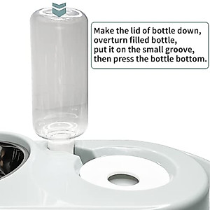 Fhiny Dog Cat Double Bowls, Bunny Automatic Water Bottle Set Dispenser Detachable Stainless Steel Bowls for Small Animals Cats Kitten Puppy Squirrel