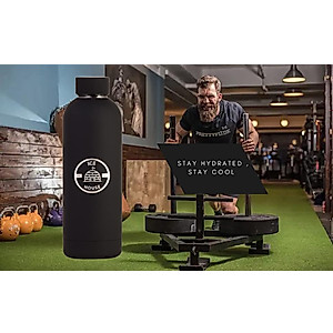 ICE HOUSE Sports Water Bottle - 18oz, Vacuum insulated stainless steel, Double walled,Cold 24Hrs, Hot 12hrs, Leak Proof, Sweat proof sport’s design (Black)