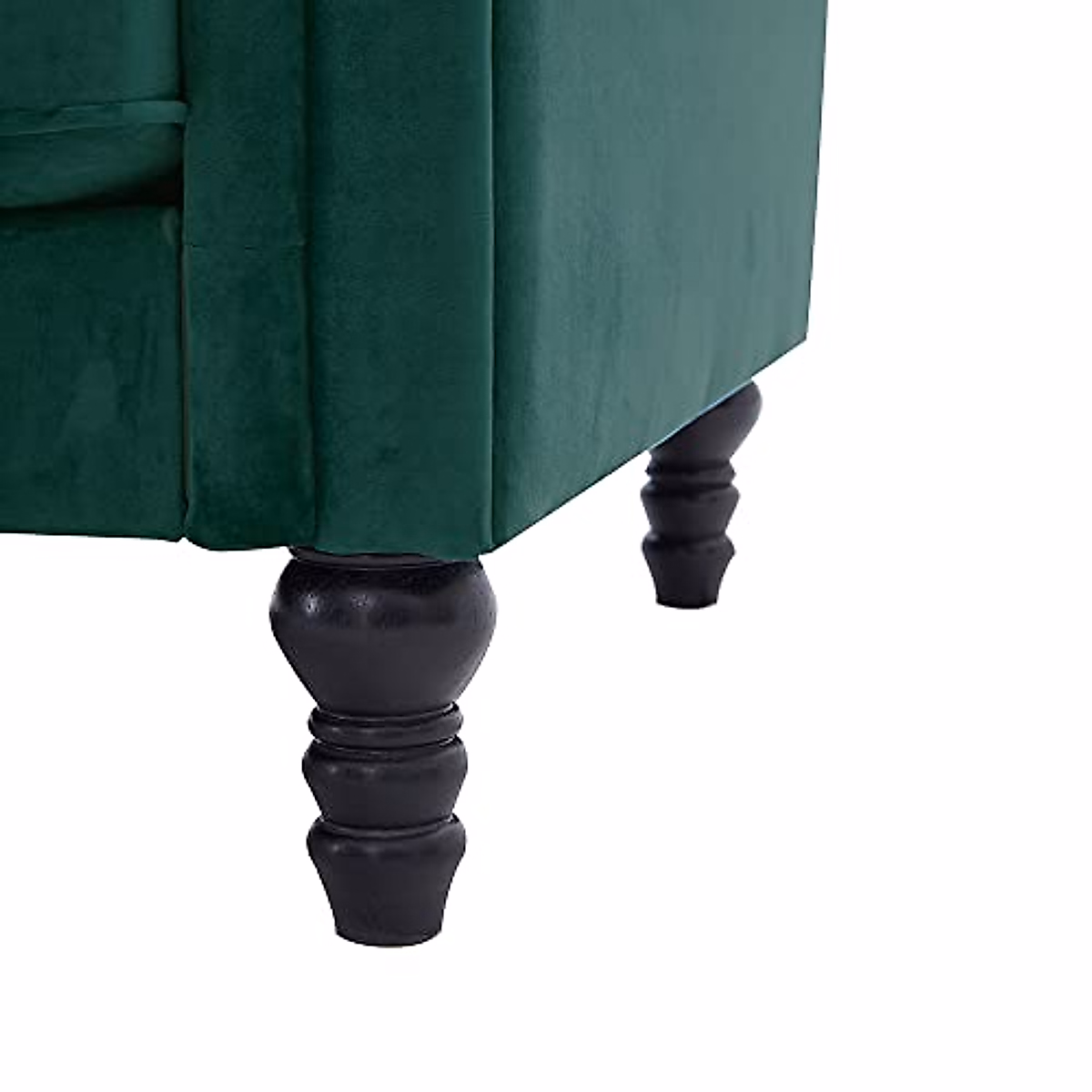 Classic Sofa Couch Mid Century Upholstered Velvet Fabric Tufted Sofa with Scroll Arms for Living Room Bedroom Apartment (Green) (CY001)