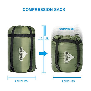 Mummy Sleeping Bag with Composite Fiber Heating Plate, Compression Sack for 3-4 Season Lightweight, Water Resistant & Warm for Camping, Hiking, Traveling and Outdoors（Power Bank NOT Included）