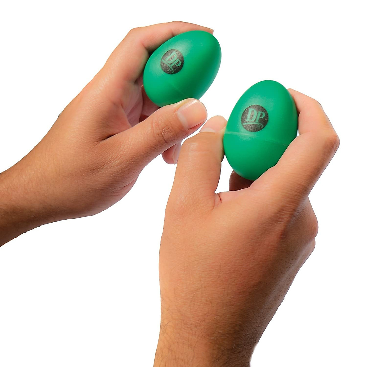DP Music Hand Percussion Musical Instrument Set - Include: 1 Pair 8 Inch Rhythm Sticks Wood Claves and 1 Pair Egg Shakers (Green)