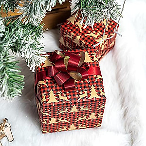 RUSPEPA Christmas Wrapping Paper,Kraft Paper - Red and Black Plaid Reindeer Design - 24 Inches x 100 Feet