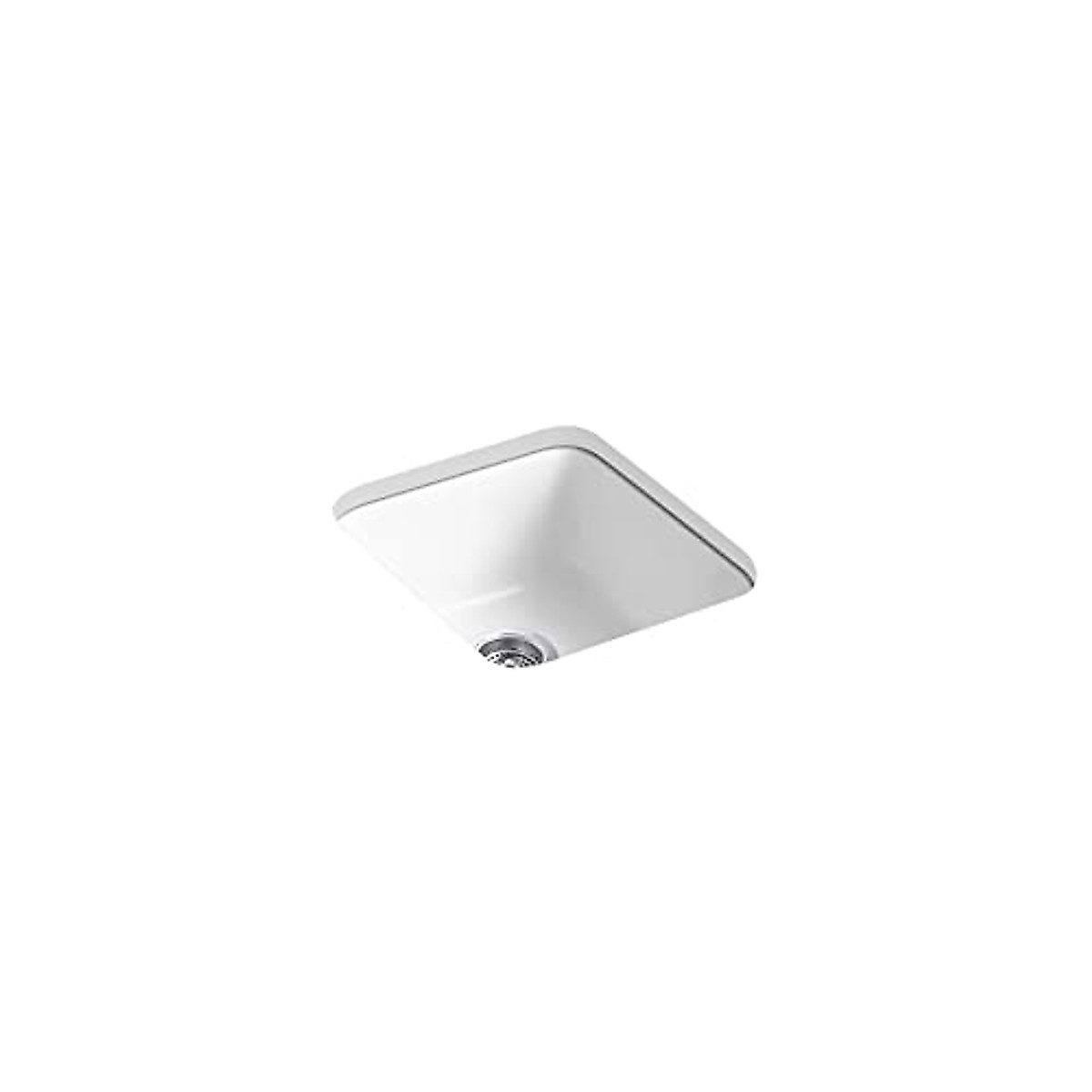 KOHLER 6584-0 Iron/Tones Top-Mount/Undermount Single-Bowl Kitchen Sink, 17" W x 18-3/4" L, White