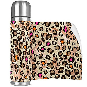 Leopard Brown Vacuum Insulated Water Bottle Stainless Steel Thermos Flask Travel Mug Coffee Cup Double Walled 17 OZ