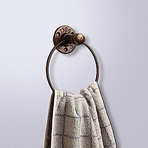 3 Pack Industrial Pipe Bathroom Hardware Accessories Set, Include 2Robe Coat Towel Hook and 1 Towel Ring Threaded Wall Mounted Rustic Decor Accessories Kit(Bronze)