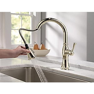 Delta Faucet Cassidy Pull Down Kitchen Faucet, Kitchen Faucets with Pull Down Sprayer, Kitchen Sink Faucet, Faucet for Kitchen Sink, Magnetic Docking, Lumicoat Polished Nickel 9197-PN-PR-DST