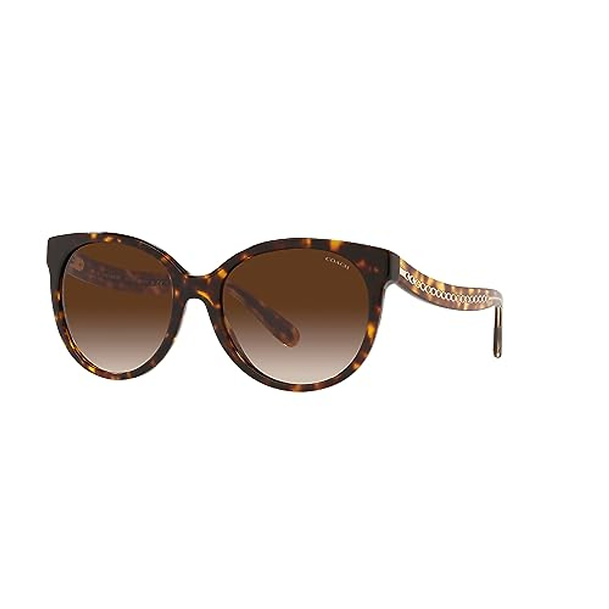 Coach HC8321 Sunglasses, Dark Tortoise/Brown Gradient, 55 mm