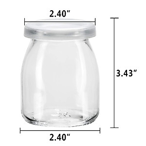 Glass Yogurt Container With Lids,Encheng 7 oz Clear Glass Jars With Lids(PE),Replacement Glass Pudding Jars Yogurt Jars,Glass Container With Twine n Tag For Milk,Jams,Jelly,Mousse,Dishwaresafe 40 Pack