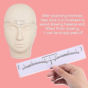 100 Pack Eyebrow Ruler, KINGMAS Disposable Brow Ruler Microblading Adhesive Eyebrow Sticker Stencil Guide Measuring Tool