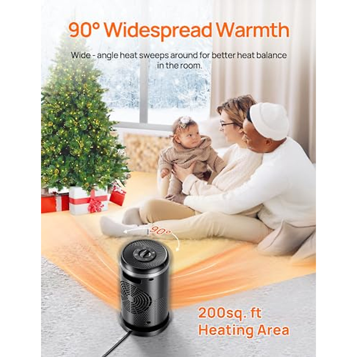 Space Heaters for Indoor Use, 1500W/750W Portable Heater with 90°Oscillation Safe and Quiet Ceramic Heater Fan Electric Heater with Overheat Protection Desk Heater for Bedroom Office Use