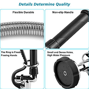 Spray Valve with 44" Flexible Stainless Steel Hose & Pre-Rinse Overhead Spring, Upgrade Universal Commercial Faucet Flexible Hose with Spray Head Replacement Kit