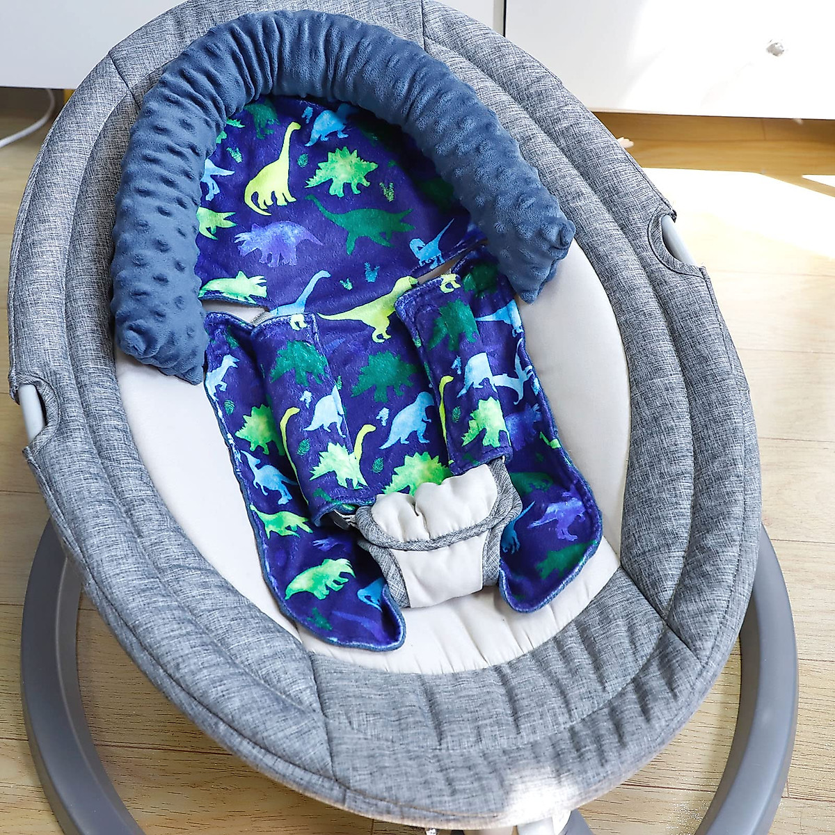 Opening Carseat Cover & Baby Carseat Head Support, Dinosaur Car Seat Insert for Baby Boys