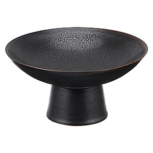 Yardwe Pedestal Bowl, Fruit Bowl for Kkitchen Counter, Footed Ceramic Bowl for Fruit Snack Nut (4 x 2.4 Inch, Black)