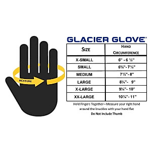 Glacier Glove Men's Perfect Curve Waterproof Fleece-Lined Blind Stitched Neoprene Gloves | Seamless Palm | Pre-Curved Fingers, Black, Small