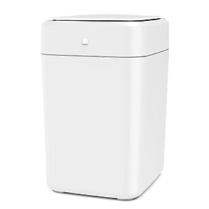 4.5 Gallon Smart Automatic Trash Can with 7 Garbage Bags Replenishment Ring, Self Sealing and Self Changing, TYPE-C Charging Port, Built-In Charging Battery for Kitchen, Bathroom, Room and More, White