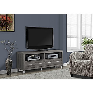 Monarch Specialties , TV Console with 4 Drawers, Dark Taupe Reclaimed-Look, 60"L