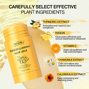 Turmeric Clay Stick Mask Organic Vitamin C Purifying Mask for Blackhead Cleansing Healing Clay Mud Mask for Deep Clean Pore Improve Skin Acne Scars Facial Mask With Blackhead Remover Extractor Tools