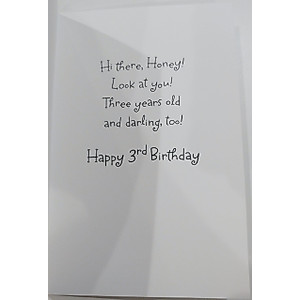 Happy Birthday 3 Years Old Greeting Card - Third Three 3rd Pink Cat Darling