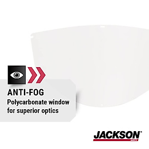 Jackson Safety Replacement Window for MAXVIEW Premium Face Shield, Clear Tint, Anti-Fog Coating, Polycarbonate, 14215