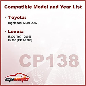 EPAuto CP138 (CF10138) Replacement for Toyota/Lexus Premium Cabin Air Filter includes Activated Carbon