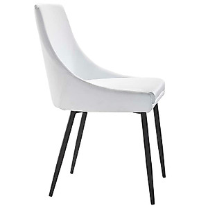 Modway Viscount Vegan Leather Side Dining Chairs-Set of 2, Black White