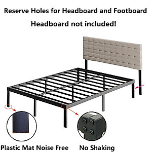 QUALEONA King-Bed-Frame, Metal Platform King Size Bed Frame, No Box Spring Needed, Heavy Duty Steel Slat Support, Noise Free, Easy Quick Assembly, 14 Inch, Black