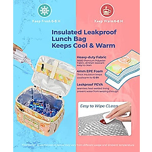 SUNNY BIRD Foldable Insulated Lunch Bag Leakproof Thermal Lunch Box for Women Men Teen with Shoulder Strap (Grapefruit Pink)