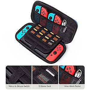 Lokigo Nintendo Switch Case / Nintendo Switch Case OLED Model, Protective Travel Switch Carry Case for Girls Women with 16 Games Cartridges for Console Joy-Con & Accessories, Mermaid